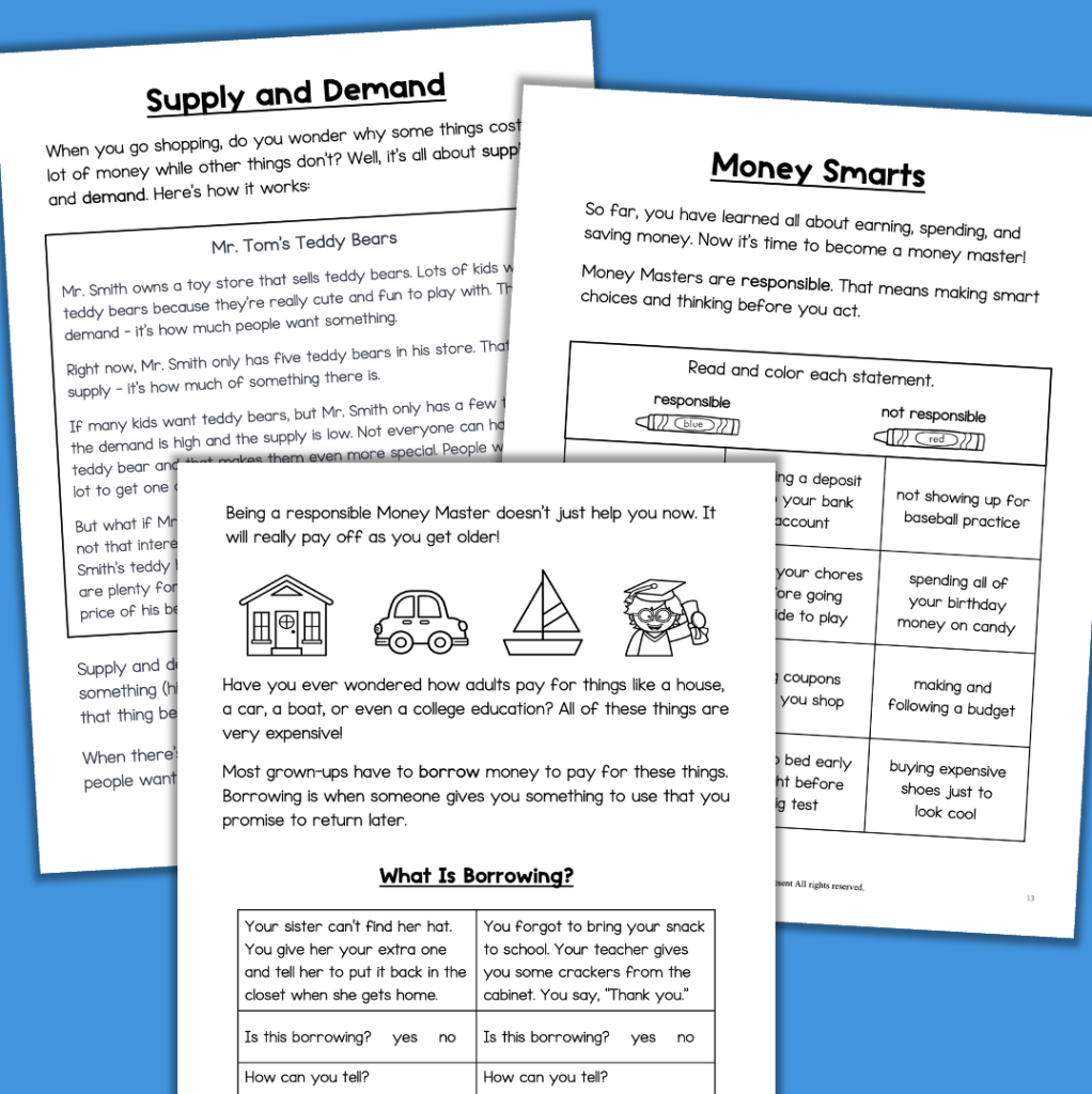 Financial Literacy Earning Spending and Saving Activities Worksheets ...