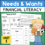 Financial Literacy BUNDLE Goods Services Needs Wants Earning Spending ...