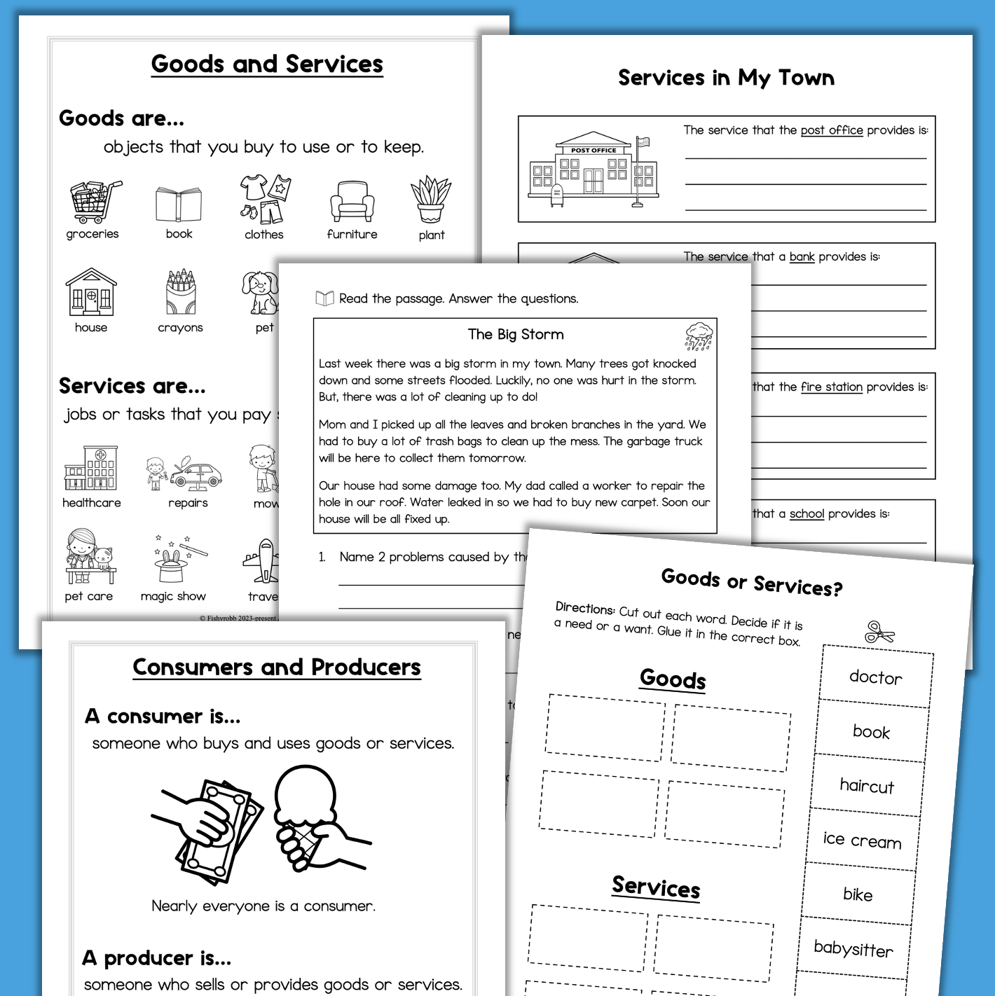 Financial Literacy BUNDLE Goods Services Needs Wants Earning Spending ...