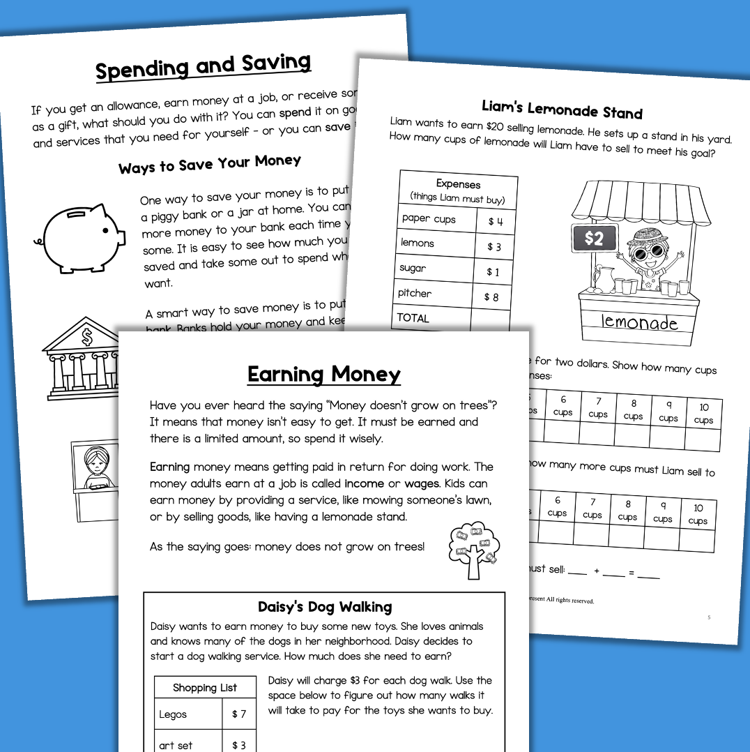 Financial Literacy BUNDLE Goods Services Needs Wants Earning Spending ...