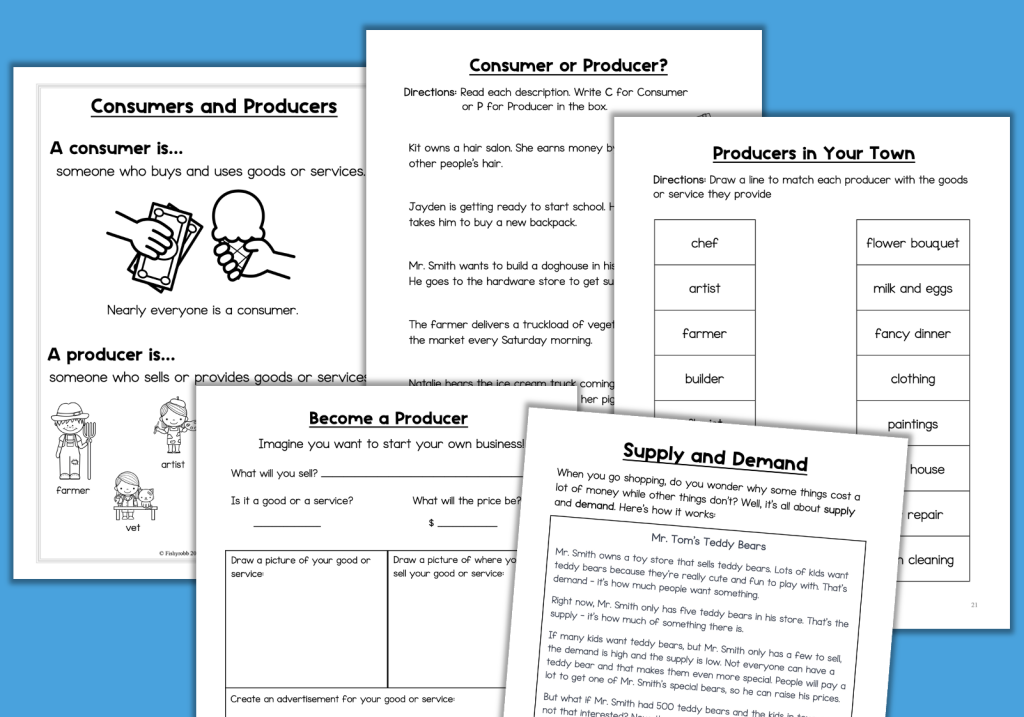 Financial Literacy BUNDLE Goods Services Needs Wants Earning Spending ...