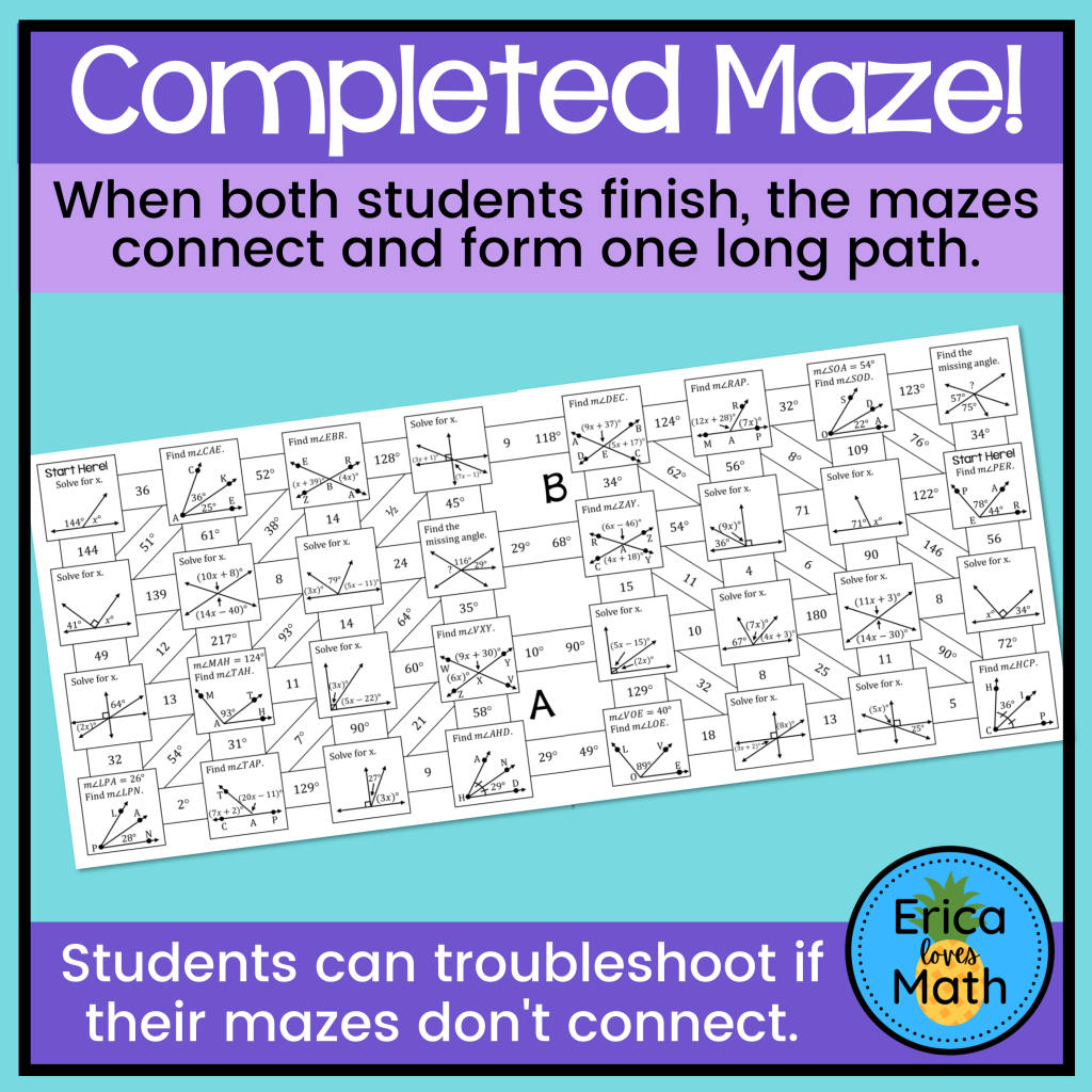 Angle Pairs Activity Partner Maze - Made By Teachers