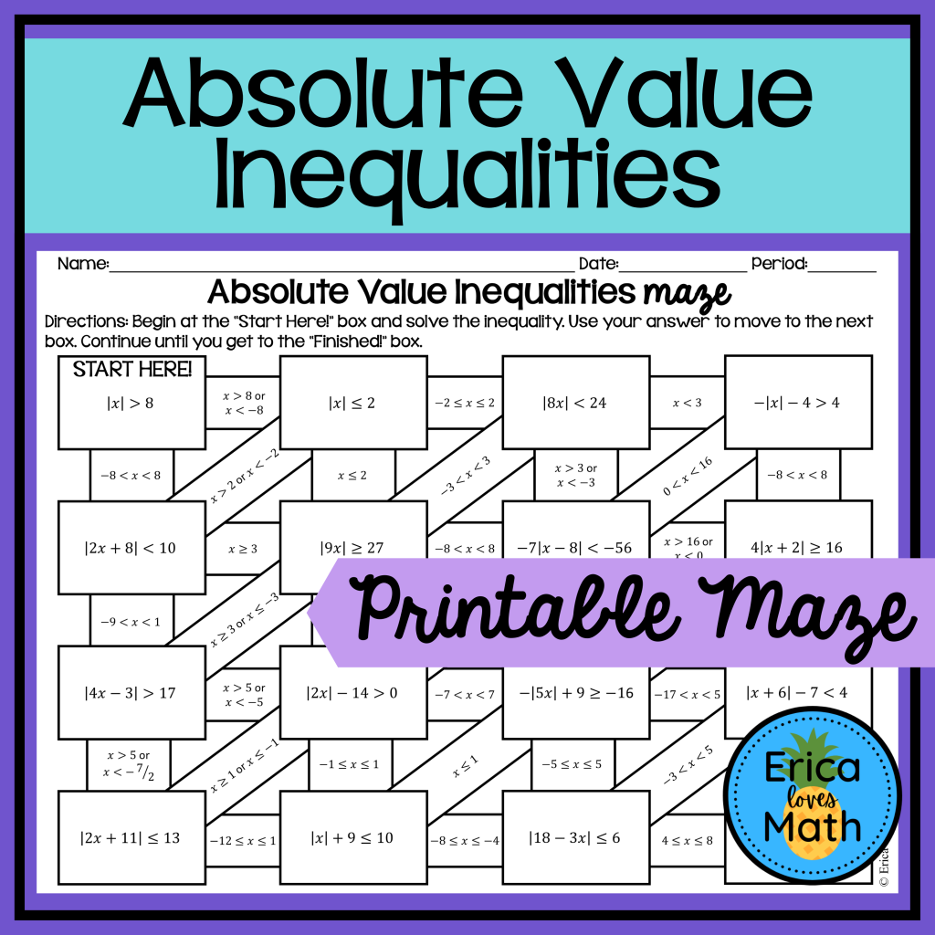 Solving Absolute Value Inequalities Activity Maze | Made By Teachers