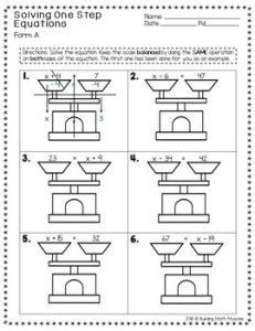 Solving One Step Equations Notes - Using Addition and Subtraction ...