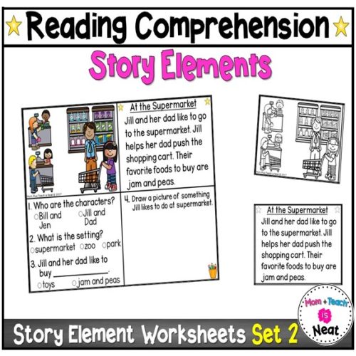 Kindergarten Story Element Worksheets 2 *Reading Comprehension Centers ...
