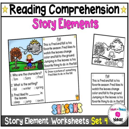Kindergarten Story Element Worksheets 4 (Seasons) *Reading ...