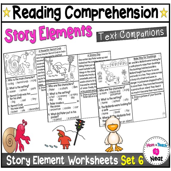 Kindergarten Story Element Worksheets 6 *Text Companions *Reading ...