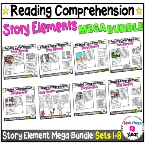 Kindergarten Story Element Worksheets Mega Bundle Set 1-8 *Reading ...