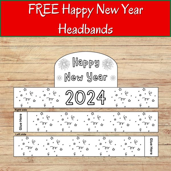 2024 Happy New Year Headbands, New Year Crowns Crafts, Color New Year ...