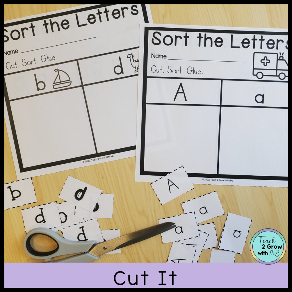 Alphabet Cut and Paste Letter Sorts Capital and Lowercase Letters NO ...