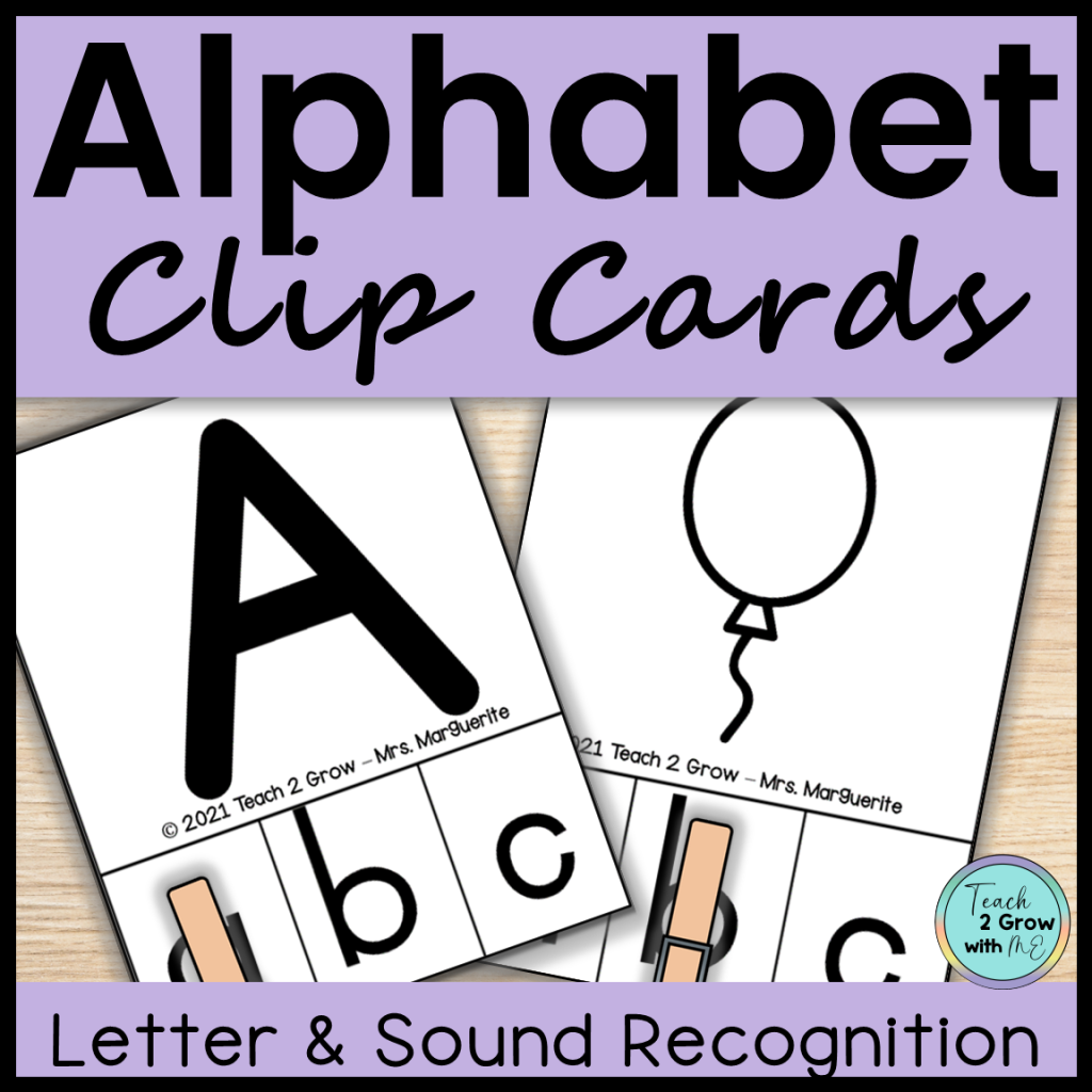 Alphabet Letter Recognition and Beginning Letter Sounds Clip Cards ...