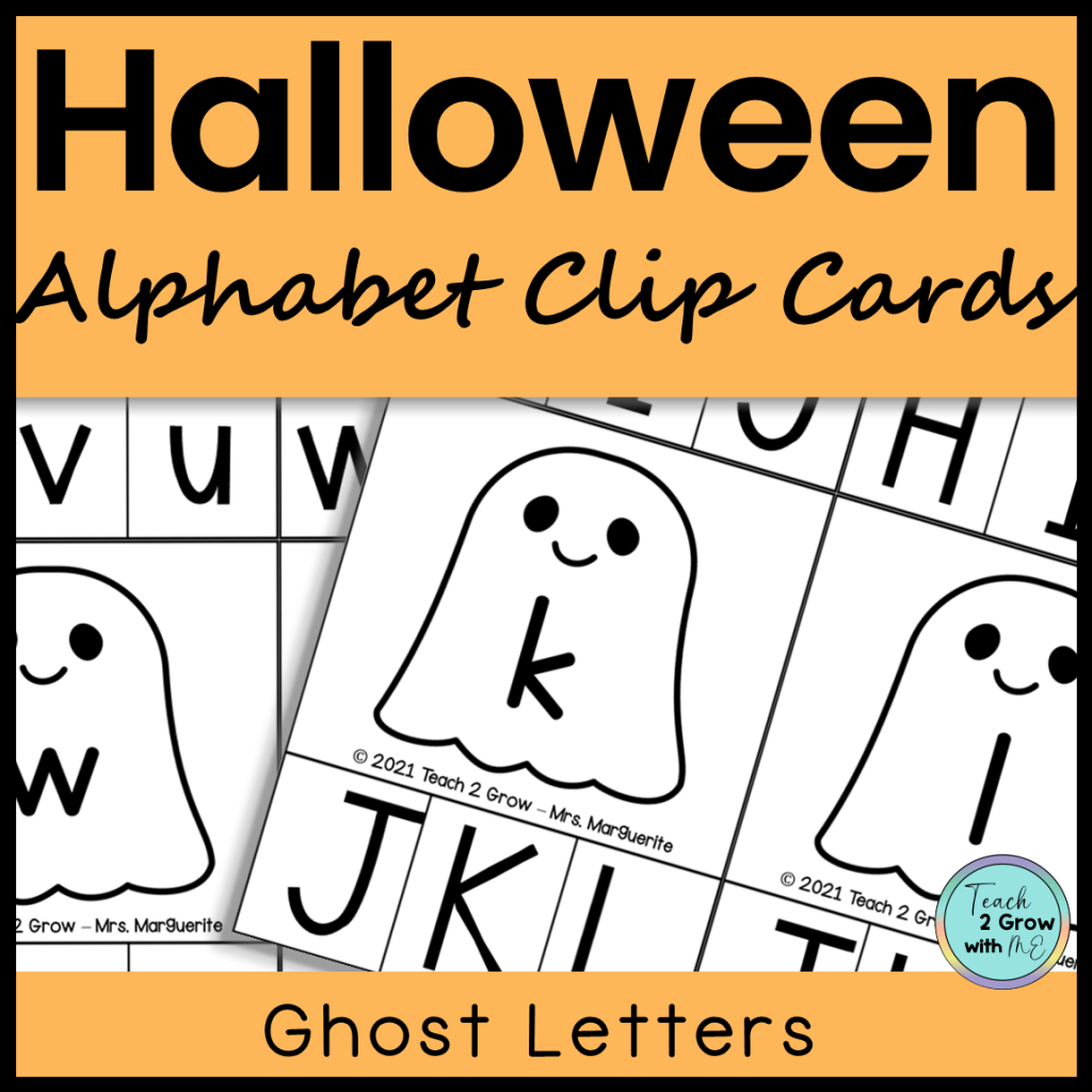 Halloween Alphabet Clip Cards Letter Recognition Ghost Theme | Made By ...