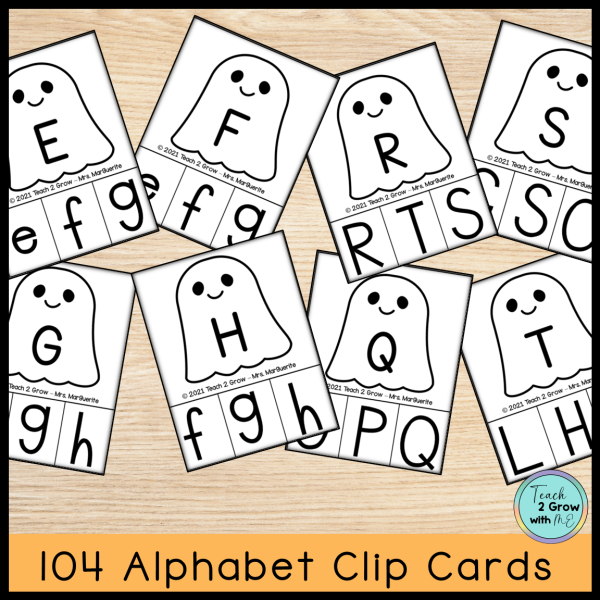 Halloween Alphabet Clip Cards Letter Recognition Ghost Theme | Made By ...
