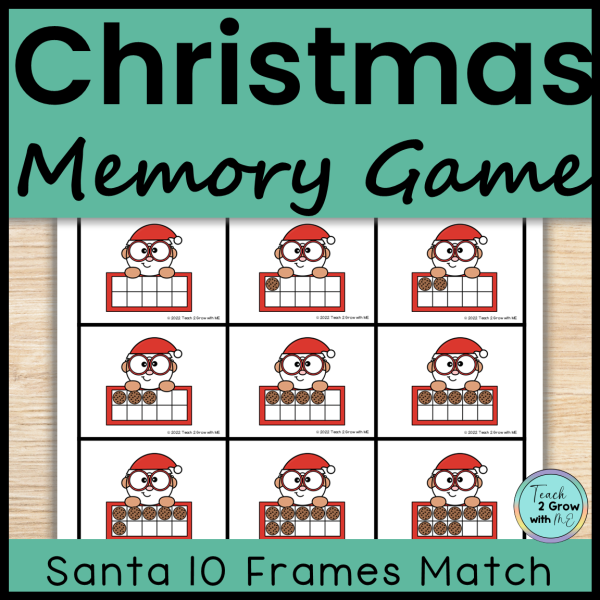 Christmas Math Ten Frames Memory Game Matching Game Preschool Pre-K ...