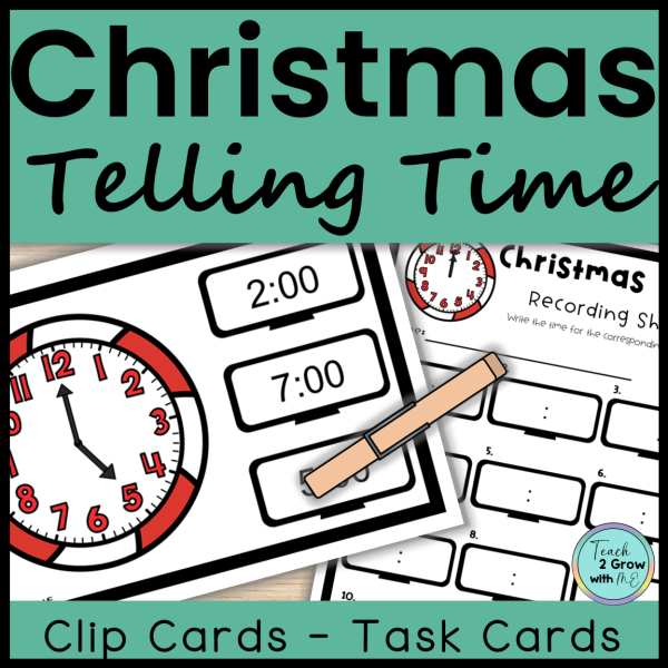Christmas Clip Cards Telling Time by the Hour Task Cards | Made By Teachers