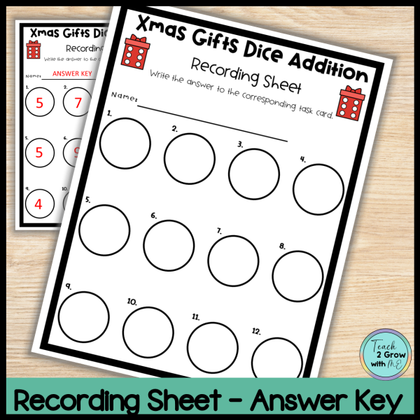 Christmas Gifts Dice Addition to 12 Task Cards Counting Clip Cards ...