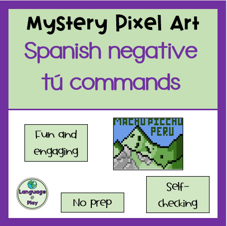 Spanish negative tú commands + pronouns Mystery picture digital Google ...