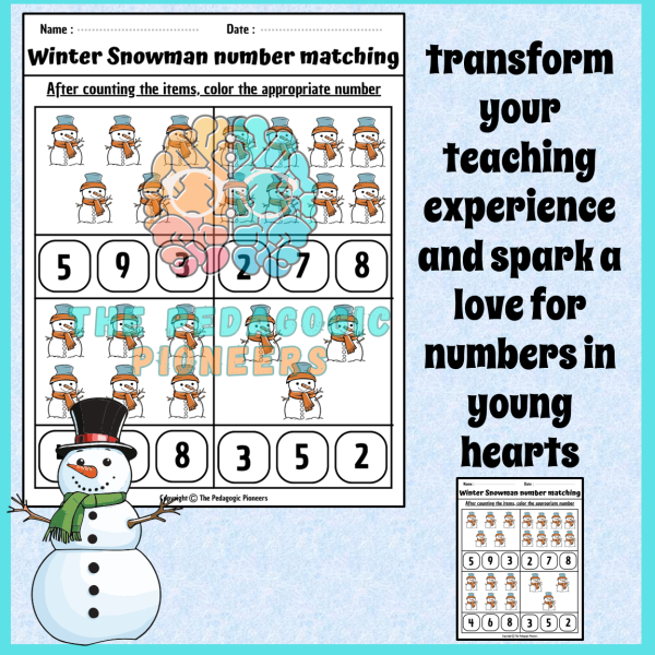 Winter Snowman Number Matching | Snowman Numbers Recognition Activity ...