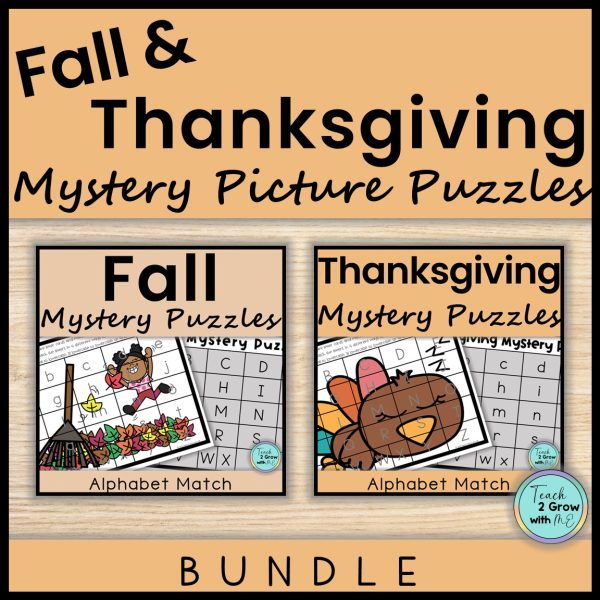 Fall Thanksgiving Mystery Picture Puzzles Alphabet Letter Match BUNDLE ...