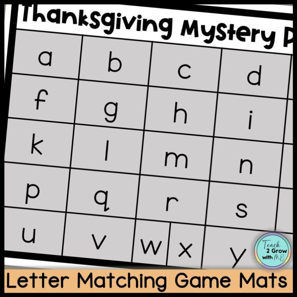 Thanksgiving Mystery Puzzles Alphabet Match for Kindergarten to 2nd ...