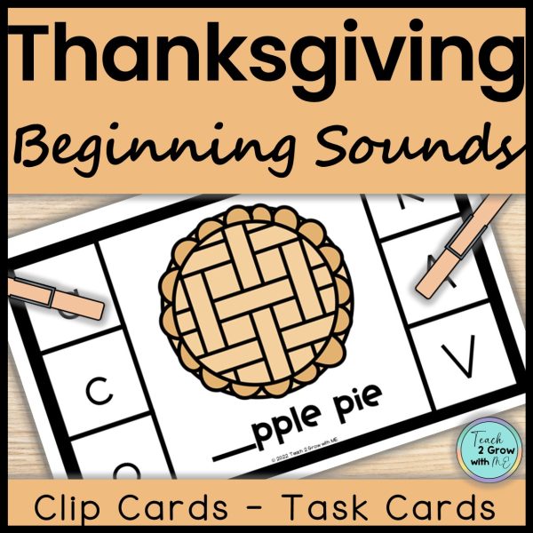 Thanksgiving Alphabet Clip Cards Beginning Letter Sound Literacy Center ...