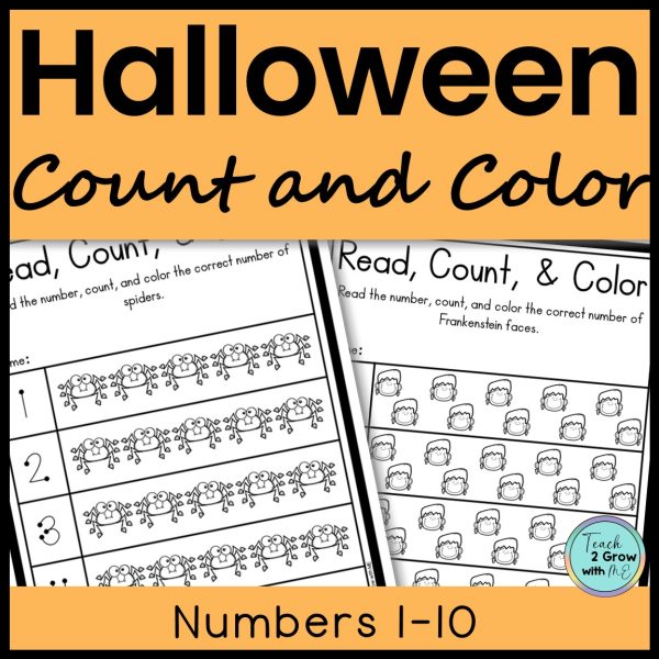 Halloween Math Count & Color Worksheets for Preschool and Kindergarten ...