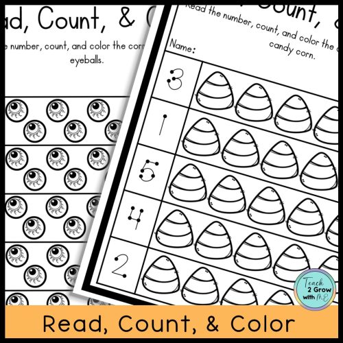Halloween Math Count & Color Worksheets for Preschool and Kindergarten ...