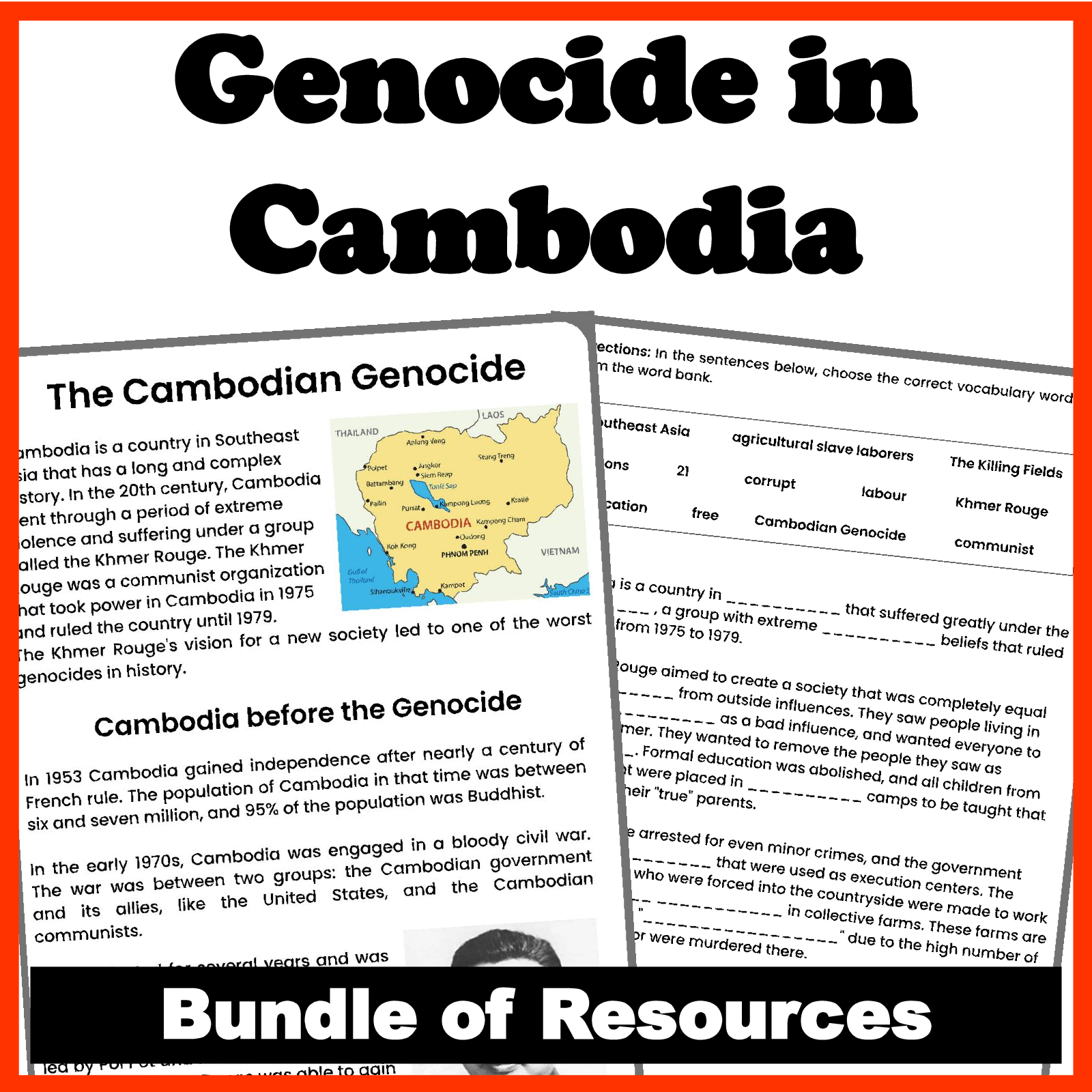 Cambodian Genocide -Reading Comprehension Worksheet and Power Point ...