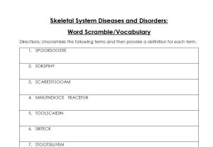 Skeletal System: Diseases and Disorders Word Scramble/Vocab (Anatomy ...