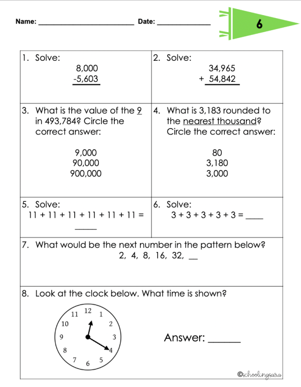 3rd Grade Spiral Math Review | Daily Morning Work | Homework | Set 3 ...