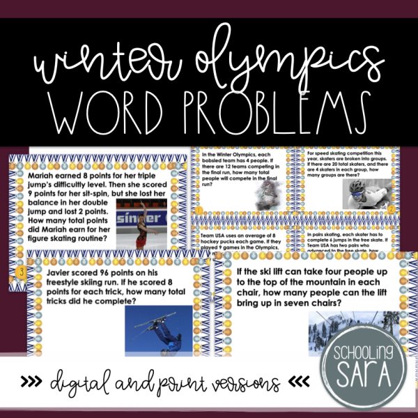 Winter Olympics Themed Mixed Operations Math Task Cards | Print and ...