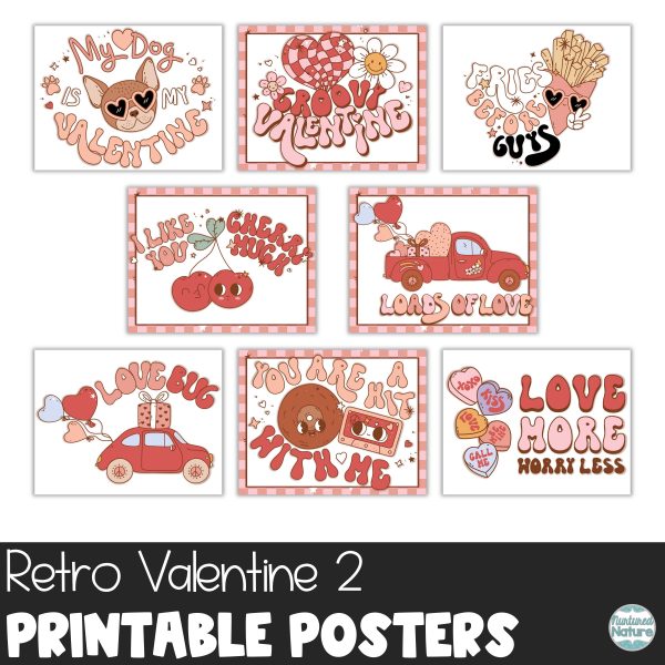 Valentine’s Day Bulletin Board Posters - Retro Theme Easy February ...