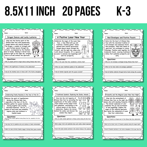 Chinese New Year Reading Comprehension Passages and Questions - Made By ...