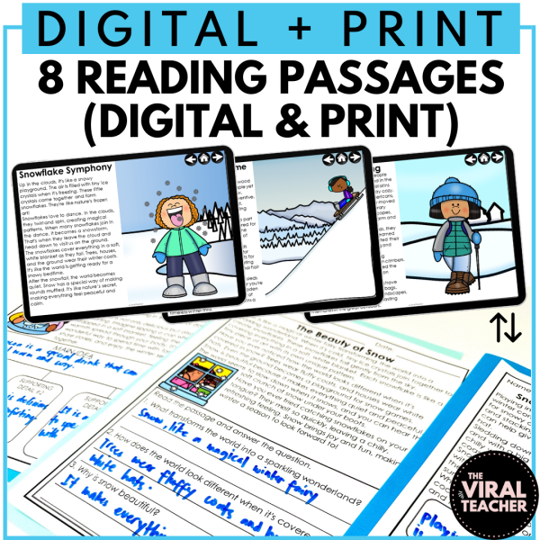 Winter Reading Activities Main Idea and Supporting Details - Made By ...