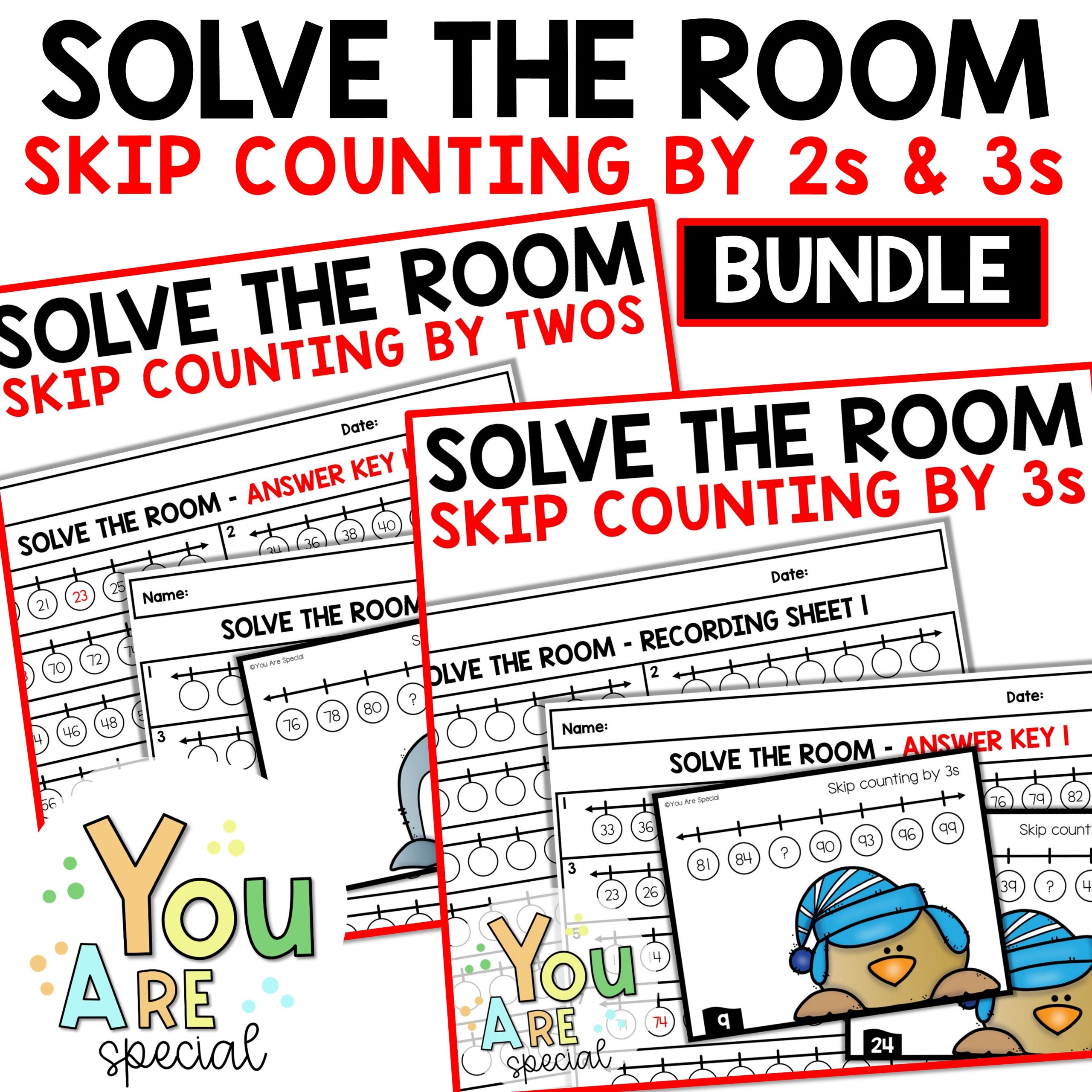 Skip Counting by 5s Number Line Winter Math Worksheets Activities ...
