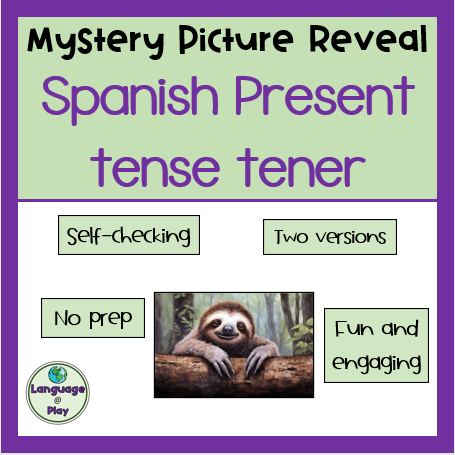 Spanish Tener Present Tense Conjugation Mystery Picture Reveal Activity ...