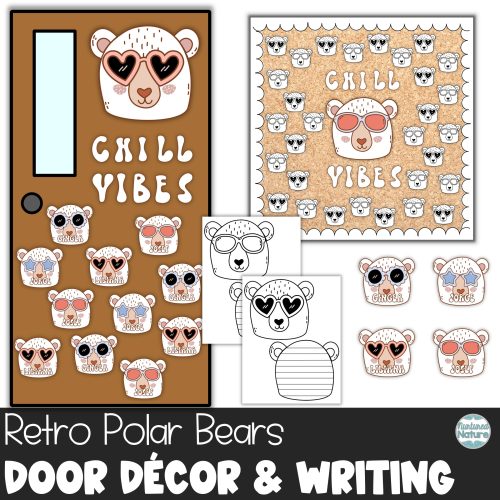 January Door Decor - Retro Winter Bulletin Board - Polar Bear Name Tags ...