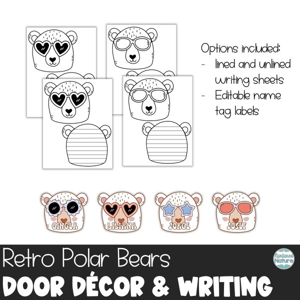 January Door Decor - Retro Winter Bulletin Board - Polar Bear Name Tags ...