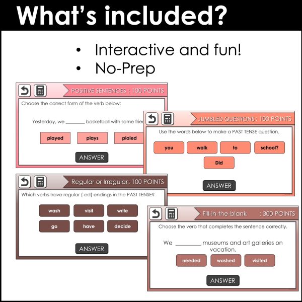 Past Tense Verb Review - Regular Verbs Game Show | PowerPoint + Google ...