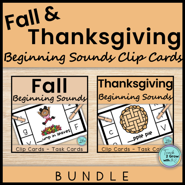 Fall Thanksgiving Alphabet Clip Cards Beginning Letter Sounds BUNDLE ...