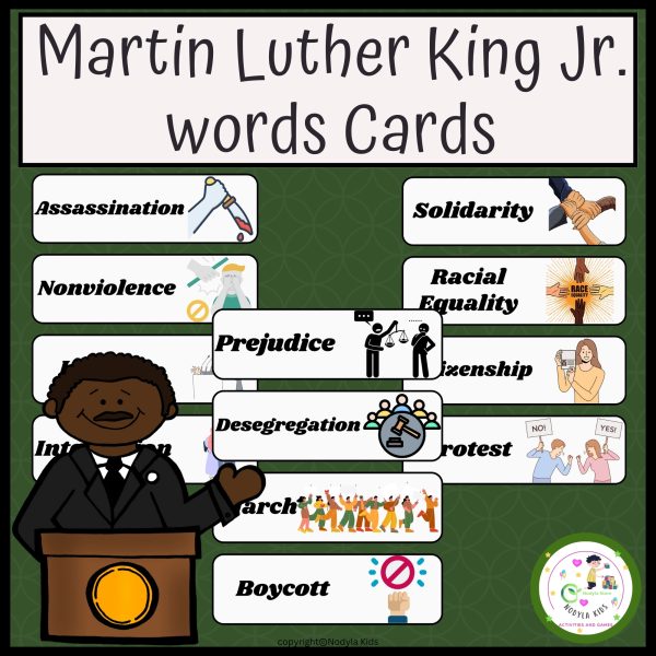Martin Luther King Jr. words Cards | Engaging Activity for MLK Day ...