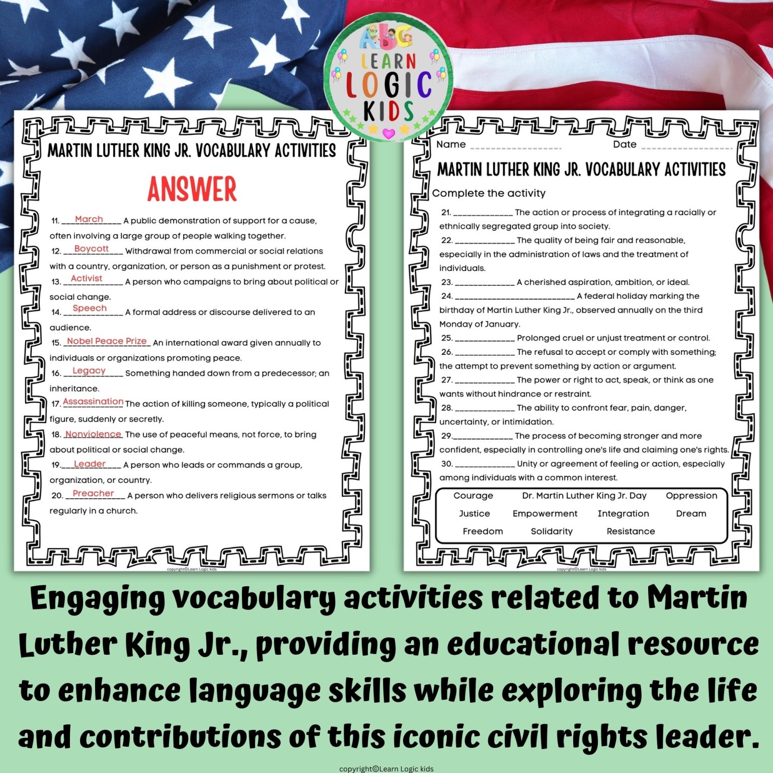 Martin Luther King Jr. Vocabulary Activities - Made By Teachers