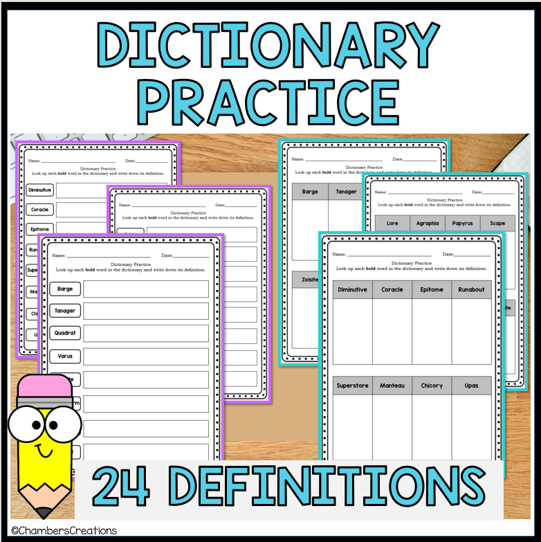 ISS Work Packet Sub Lesson Dictionary Practice Pages | Made By Teachers