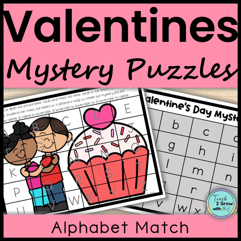 Valentine's Day Alphabet Match Mystery Puzzles for Kindergarten to 2nd ...