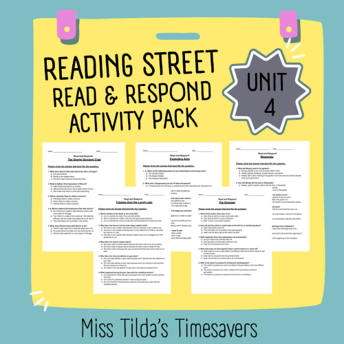 Read and Respond Activity Pack - Reading Street 5.2: Unit 4 - Made By ...