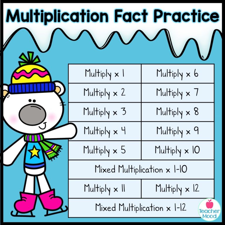 Winter Coloring Pages | January Math | Multiplication Facts Practice ...