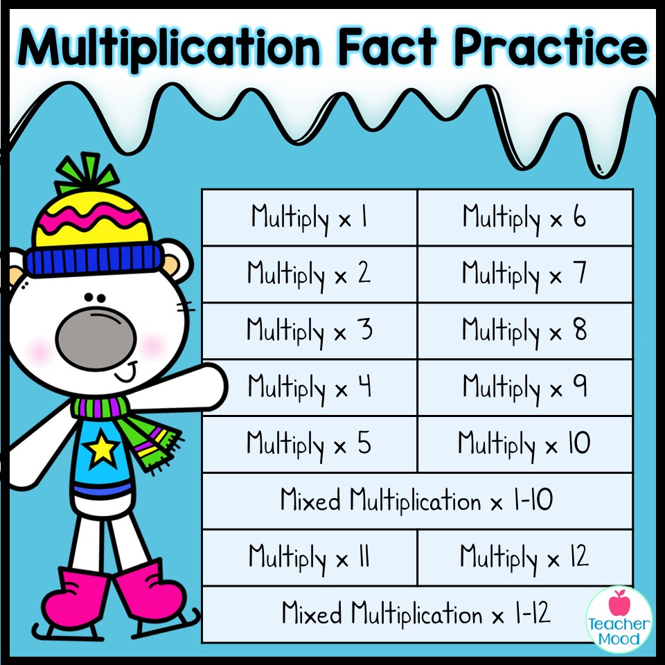 Winter Coloring Pages | January Math | Multiplication Facts Practice ...