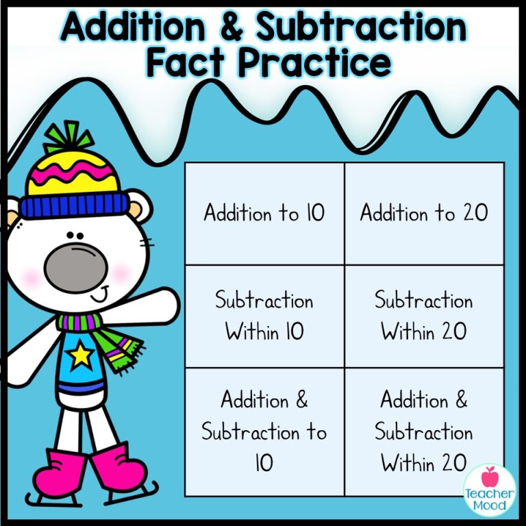 Winter Coloring Pages | January Math | Addition and Subtraction Facts ...