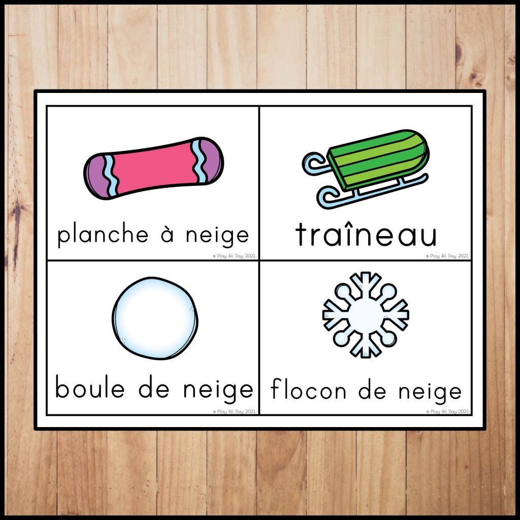 French WINTER Vocabulary Cards | cartes de vocabulaires L'HIVER - Made ...