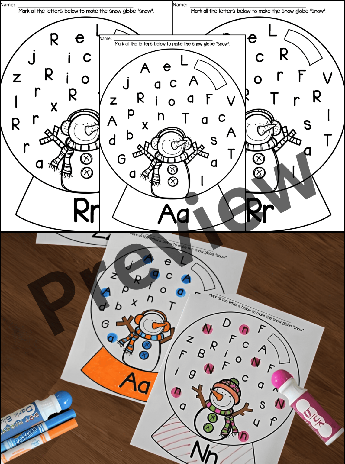 Snow Globe Letter Find | Winter Alphabet A to Z Worksheets Uppercase ...